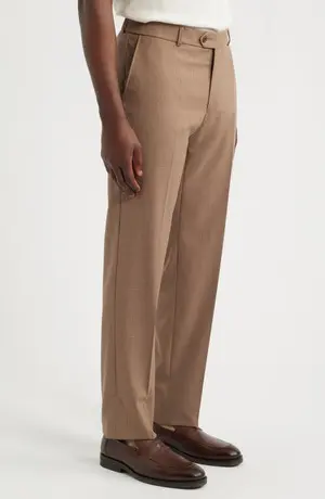 Berle Lightweight Mesh Weave Wool Dress Pants - Brown Mix
