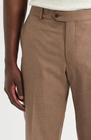 Berle Lightweight Mesh Weave Wool Dress Pants - Brown Mix