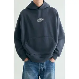 SCALPERS Oversized Hoodie With Embroidered Print - Darknavy