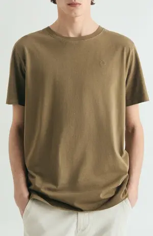 SCALPERS Regular Fit Embroidered T-shirt - Khaki