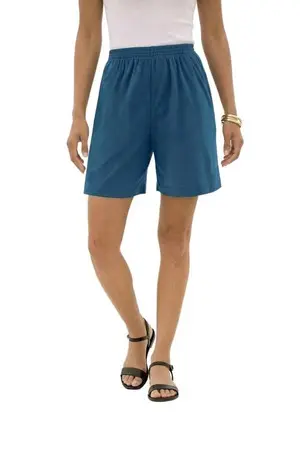 ROAMAN'S Soft Knit Pull-on Shorts - Deep Teal