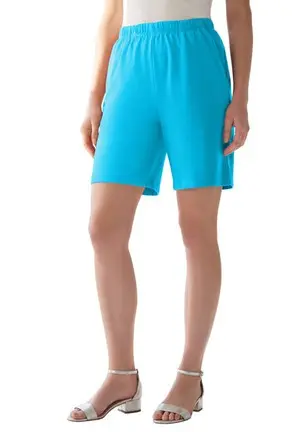 ROAMAN'S Soft Knit Pull-on Shorts - Ocean