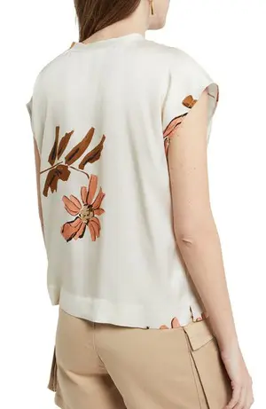 OTTOD'AME Printed Viscose V-neck Blouse