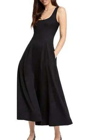 OTTOD'AME Viscose Maxi Dress With Flared Skirt - Black