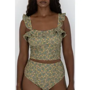Geode Swimwear Cabo Square Neck Bikini Top - Brown