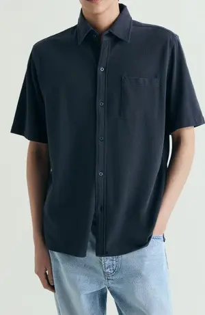 SCALPERS Honeycomb Resort Shirt - Navy
