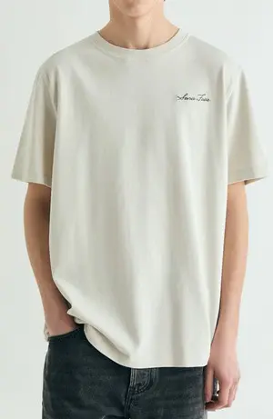 SCALPERS Contrasting Embroidered T-shirt Relaxed - Beige