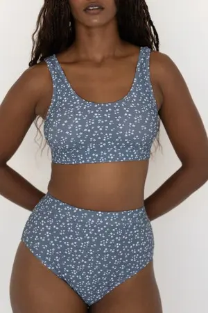 Geode Swimwear Pacific Scoop Neck Bikini Top - Blue