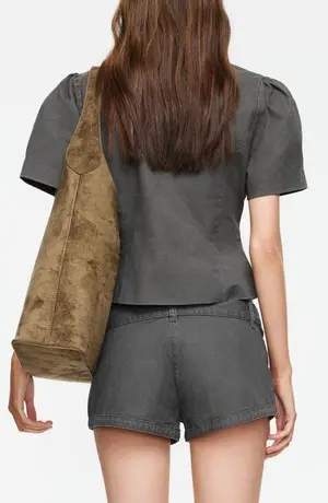 Lioness Puff Shoulder Cotton Top - Moss
