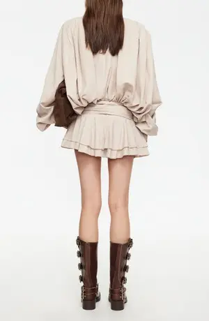 Lioness Pleated Long Sleeve Mini Dress