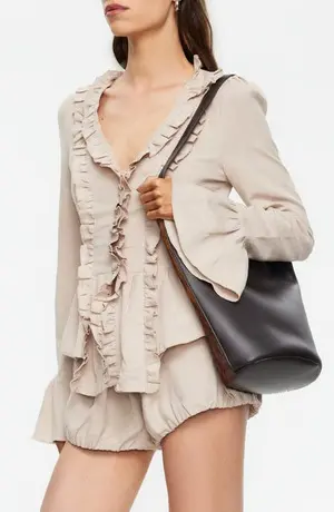 Lioness Odette Ruffle Bell Sleeve Top - Beige
