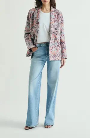SCALPERS Jacquard Print Double Breasted Blazer