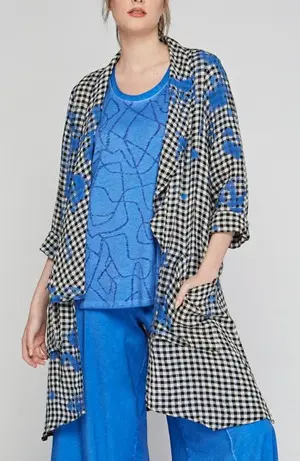 LUUKAA Jax Checkered Gauze Linen Duster