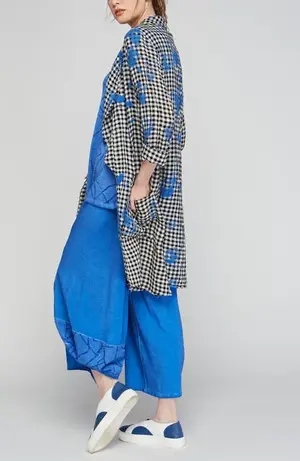 LUUKAA Jax Checkered Gauze Linen Duster