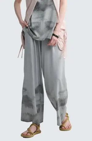 LUUKAA Daris Garment-dyed A-line Pants - Ash Grey