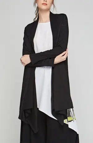LUUKAA Devore Cotton Jersey Duster With Pointed Hem - Black