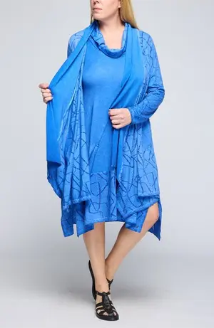 LUUKAA Devore Cotton Jersey Duster With Pointed Hem
