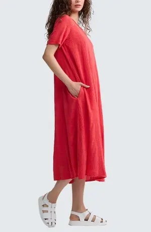 LUUKAA Calla Check-embroidered Dress - Vermillion