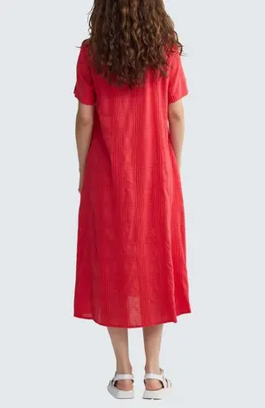 LUUKAA Calla Check-embroidered Dress - Vermillion