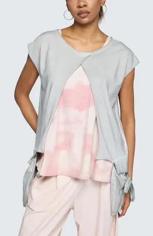 LUUKAA Elowyn Garment-dyed Boxy Blouse - Ash Grey