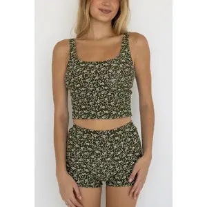 Geode Swimwear Savannah Square Neck Tankini Top - Green