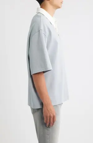 FRAME Cotton Half Placket Rugby Polo