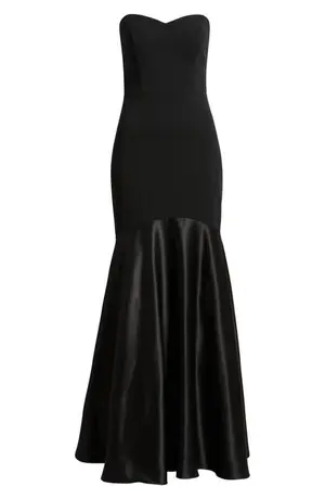 Eliza J Strapless Crepe And Satin Mermaid Gown