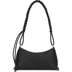MALI + LILI Phoebe Vegan Leather Shoulder Bag With Braided Strap - Black