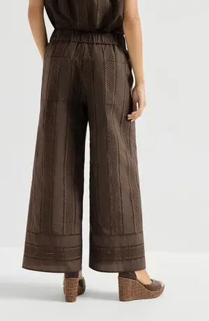 Brunello Cucinelli Broderie Anglaise Track Trousers