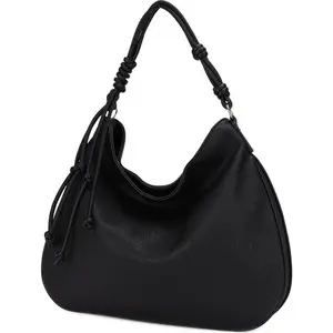 MALI + LILI Yasmin Vegan Leather Hobo Shoulder Bag - Black
