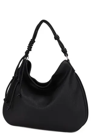 MALI + LILI Yasmin Vegan Leather Hobo Shoulder Bag - Black