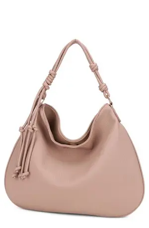 MALI + LILI Yasmin Vegan Leather Hobo Shoulder Bag - Sand
