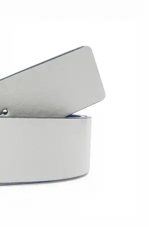 SCALPERS Reversible Leather Belt With Skull Buckle - Whitenavy