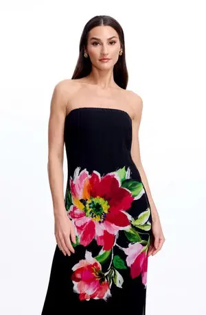 Dress The Population Floral Strapless Gown