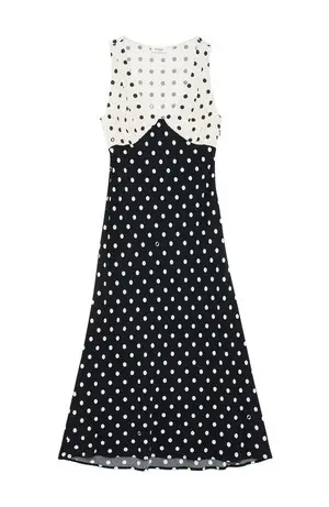 OTTOD'AME Viscose Maxi Dress With Polka Dot Print And V-neck