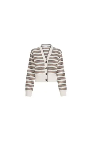 Brunello Cucinelli Cotton Cardigan With Sparkling Stripes