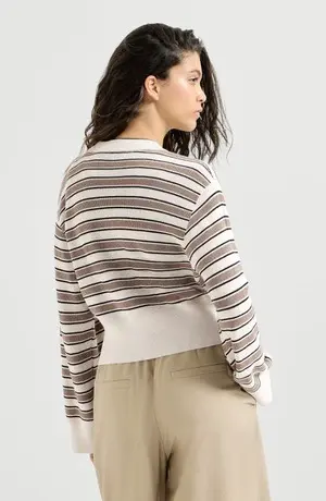 Brunello Cucinelli Cotton Cardigan With Sparkling Stripes