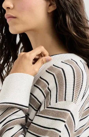 Brunello Cucinelli Cotton Cardigan With Sparkling Stripes