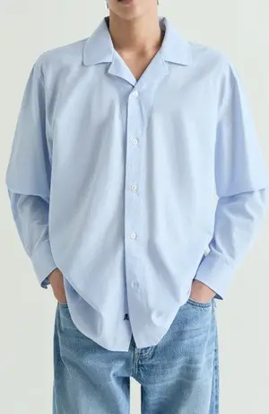 SCALPERS Striped Oxford Shirt - Skybluestripes