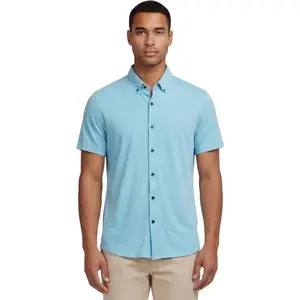 LORDS OF HARLECH Merino Wool Button-up Shirt - Teal