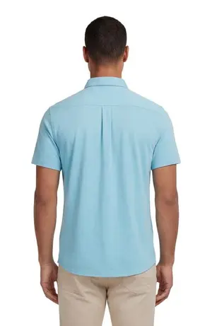 LORDS OF HARLECH Merino Wool Button-up Shirt - Teal