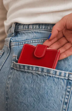 JURGI Lili Patent Leather Accordion Wallet - Red