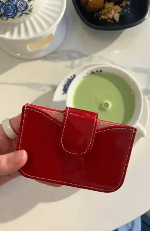 JURGI Lili Patent Leather Accordion Wallet - Red