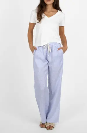 LEISURE LAB Relaxed Fit Linen Stripe Pants