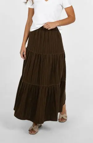 LEISURE LAB Ojai Tiered Midi Skirt - Cococa