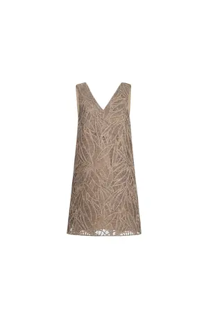 Brunello Cucinelli Embroidered V-neck Dress