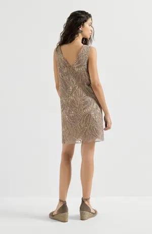 Brunello Cucinelli Embroidered V-neck Dress