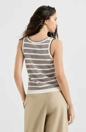 Brunello Cucinelli Striped Cotton Knit Top