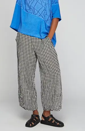 LUUKAA Rio Checkered Gauze Linen Pants