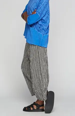 LUUKAA Rio Checkered Gauze Linen Pants